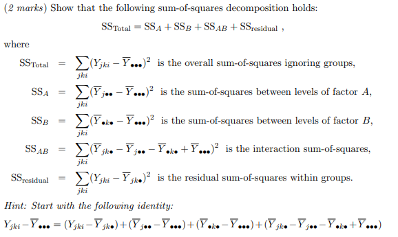 Solved (2 marks) Show that the following sum-of-squares | Chegg.com