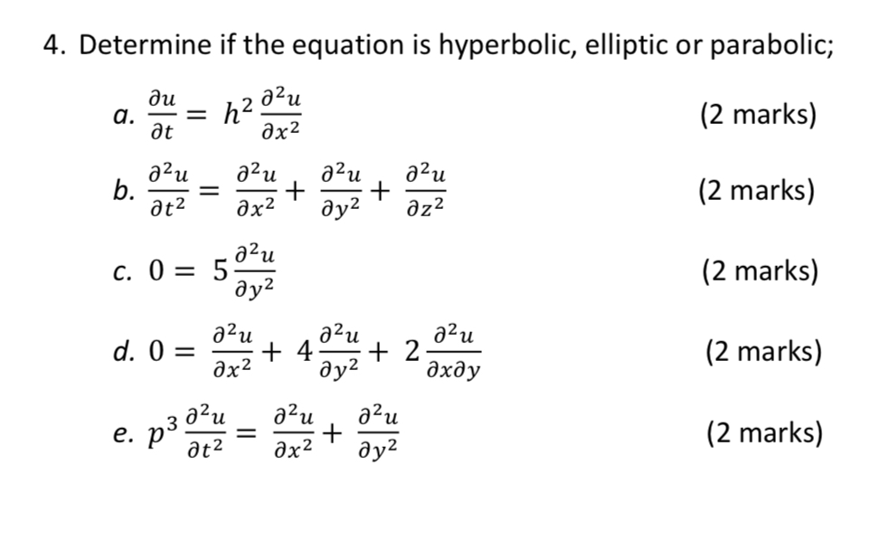 Solved Determine if the equation is hyperbolic, elliptic or | Chegg.com