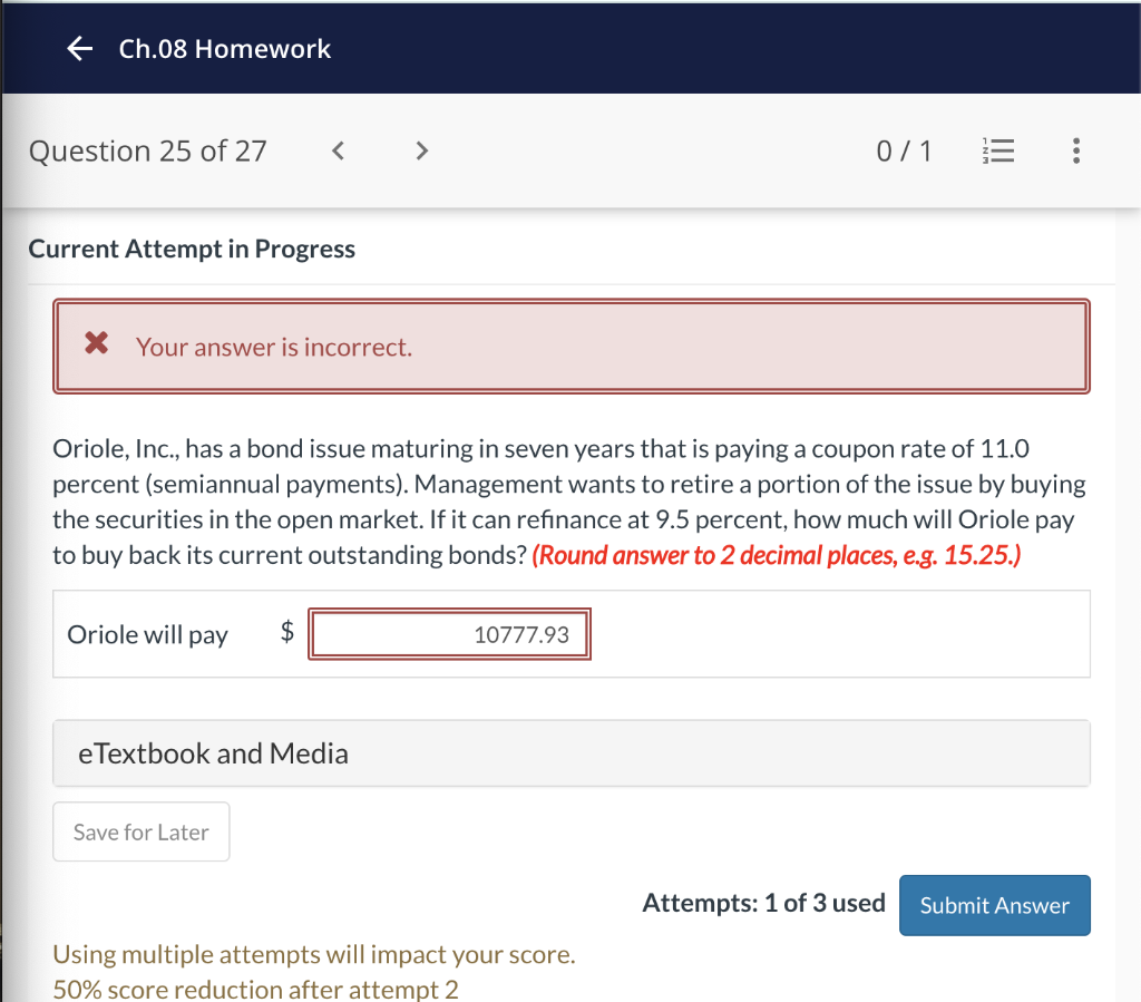 Solved Current Attempt in Progress Oriole, Inc., has a bond | Chegg.com