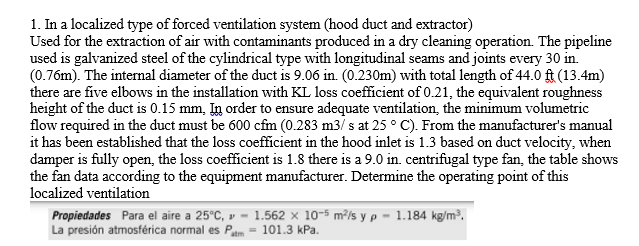 1. In a localized type of forced ventilation system | Chegg.com