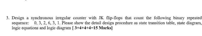 Solved 3. Design a synchronous irregular counter with JK | Chegg.com