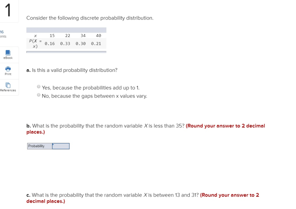 Solved Consider the following discrete probability | Chegg.com
