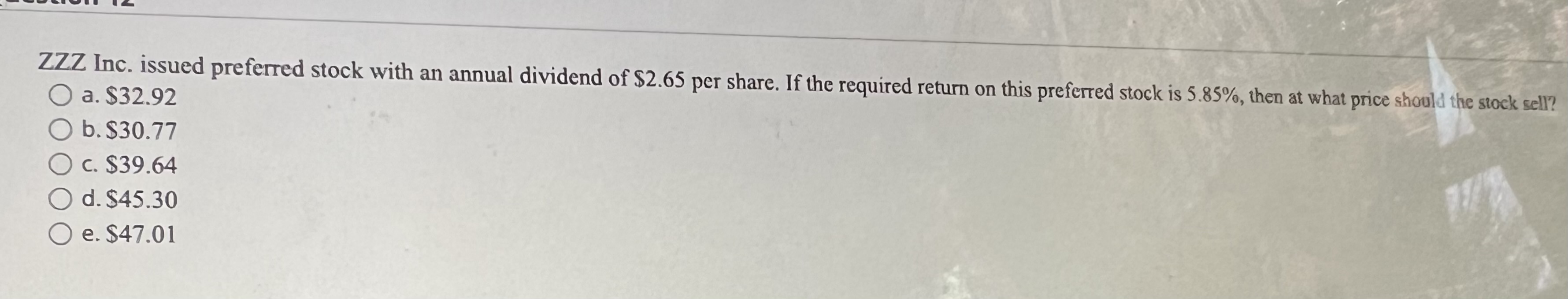 Solved ZZZ Inc. issued preferred stock with an annual | Chegg.com