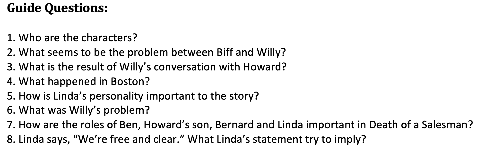 Solved Read the story "Death of a Salesman". Answer the | Chegg.com