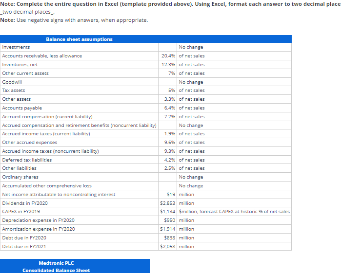 Solved Note: Complete the entire question in Excel (template | Chegg.com
