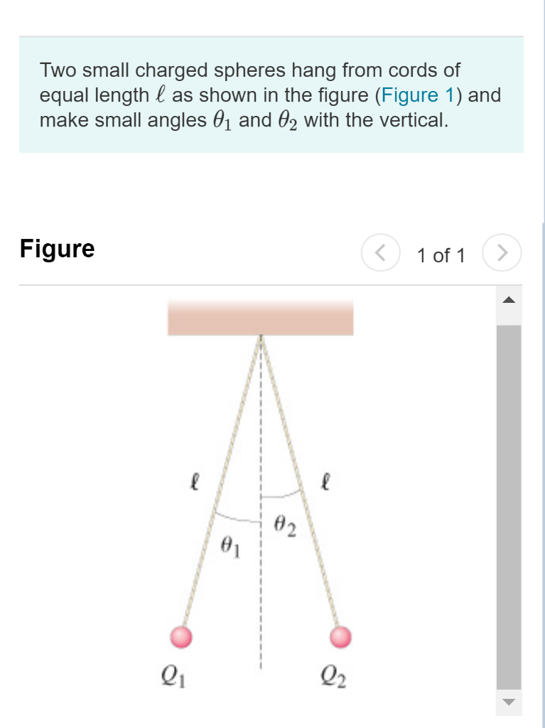 Solved Part A If Q1=Q, Q2=2Q, and m1=m2=m, determine the | Chegg.com