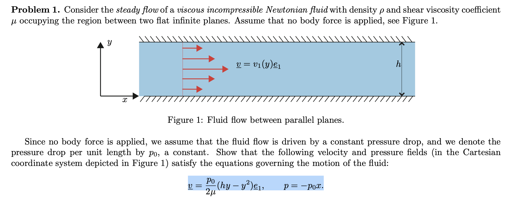 Solved Problem 1. Consider the steady flow of a viscous | Chegg.com