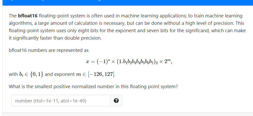 Solved The bfloat16 floating-point system is often used in | Chegg.com