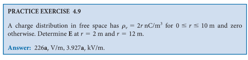 Solved PRACTICE EXERCISE 4.9 A charge distribution in free | Chegg.com