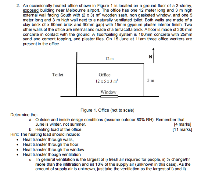 2. An occasionally heated office shown in Figure 1 is | Chegg.com