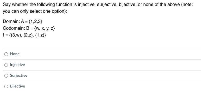 Solved Say whether the following function is injective, | Chegg.com