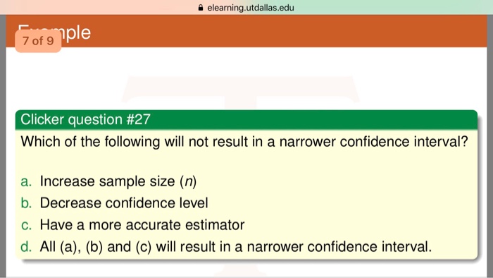 Solved elearning.utdallas.edu le 7 of 9 Clicker question #27 | Chegg.com