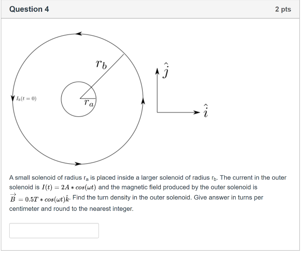 Solved Question 4 2 pts 1.(t = 0) A small solenoid of radius | Chegg.com