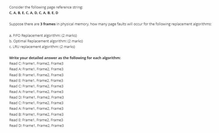 Solved Consider the following page reference string | Chegg.com