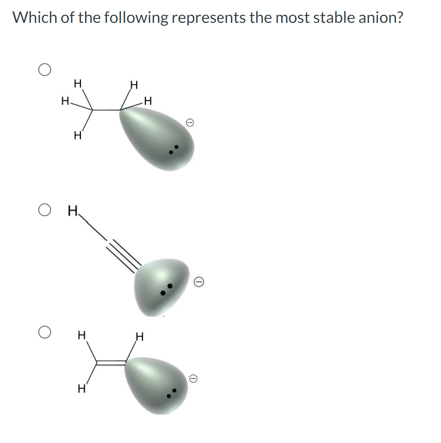 Solved Which of the following represents the most stable | Chegg.com
