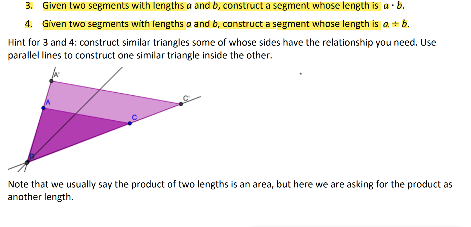 Solved 3. Given two segments with lengths a and b, construct | Chegg.com