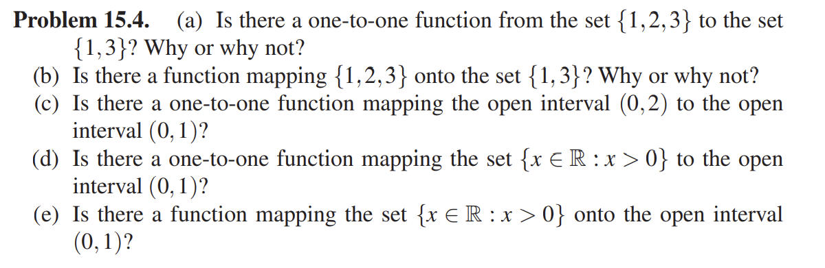 Solved Problem 15.4. (a) Is there a one-to-one function from | Chegg.com
