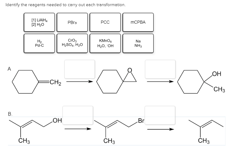 Solved Identify the reagents needed to carry out each | Chegg.com