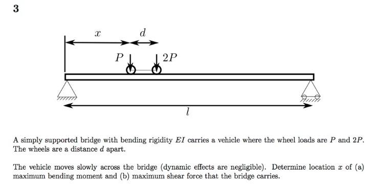 Solved A simply supported bridge with bending rigidity EI | Chegg.com