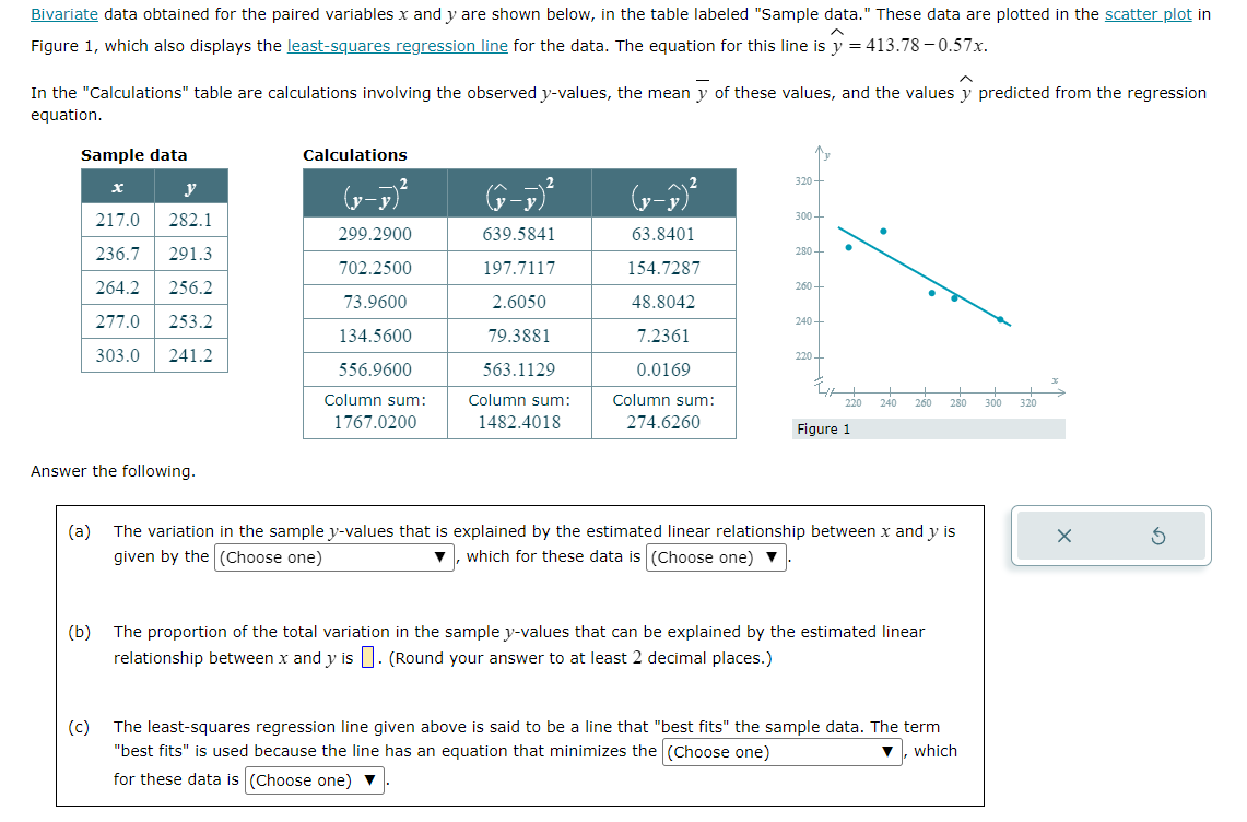 Solved Bivariate data obtained for the paired variables x | Chegg.com