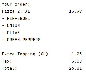 Solved I have a receipt program where you would input a | Chegg.com