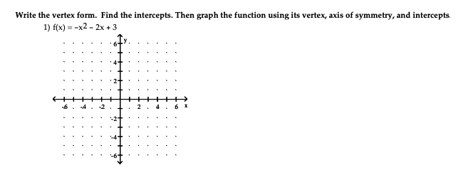 Solved Write the vertex form. Find the intercepts. Then | Chegg.com