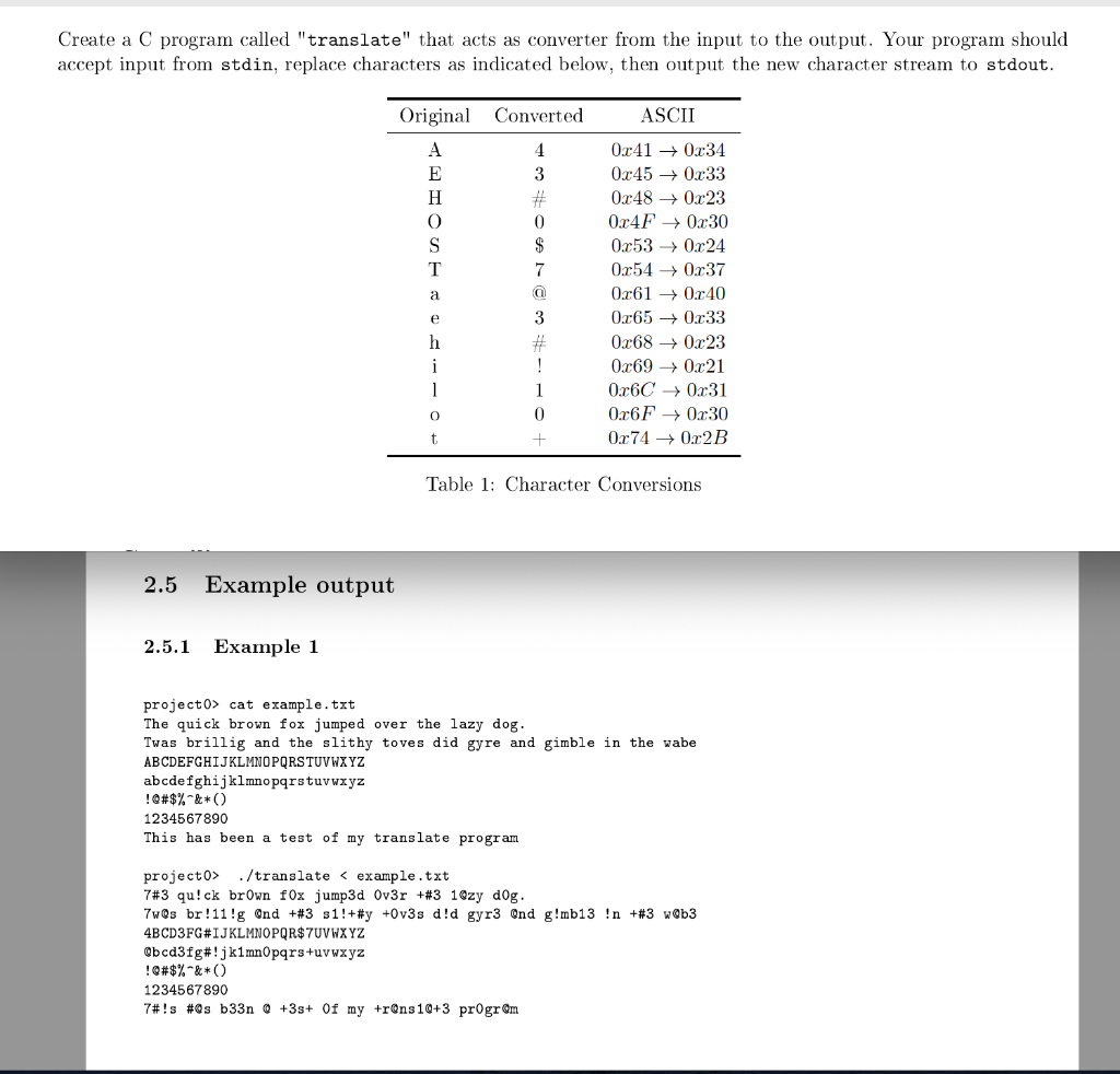 Solved Create a C program called "translate" that acts as | Chegg.com