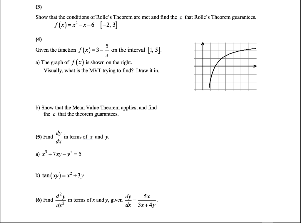Solved (3) Show that the conditions of Rolle's Theorem are | Chegg.com