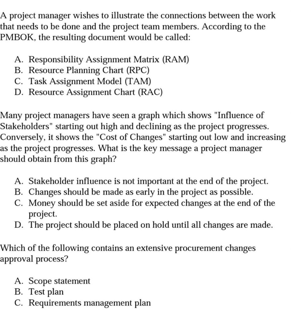 Solved A project manager wishes to illustrate the | Chegg.com