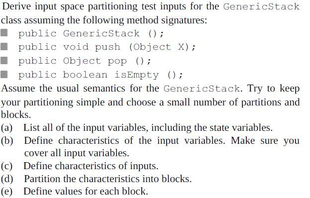 Solved Derive Input Space Partitioning Test Inputs For The