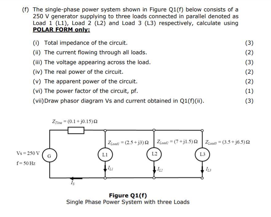 Solved (f) The single-phase power system shown in Figure | Chegg.com