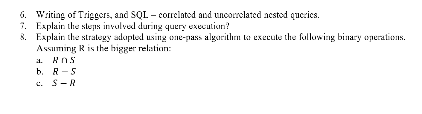 Solved 6. Writing of Triggers, and SQL - correlated and | Chegg.com