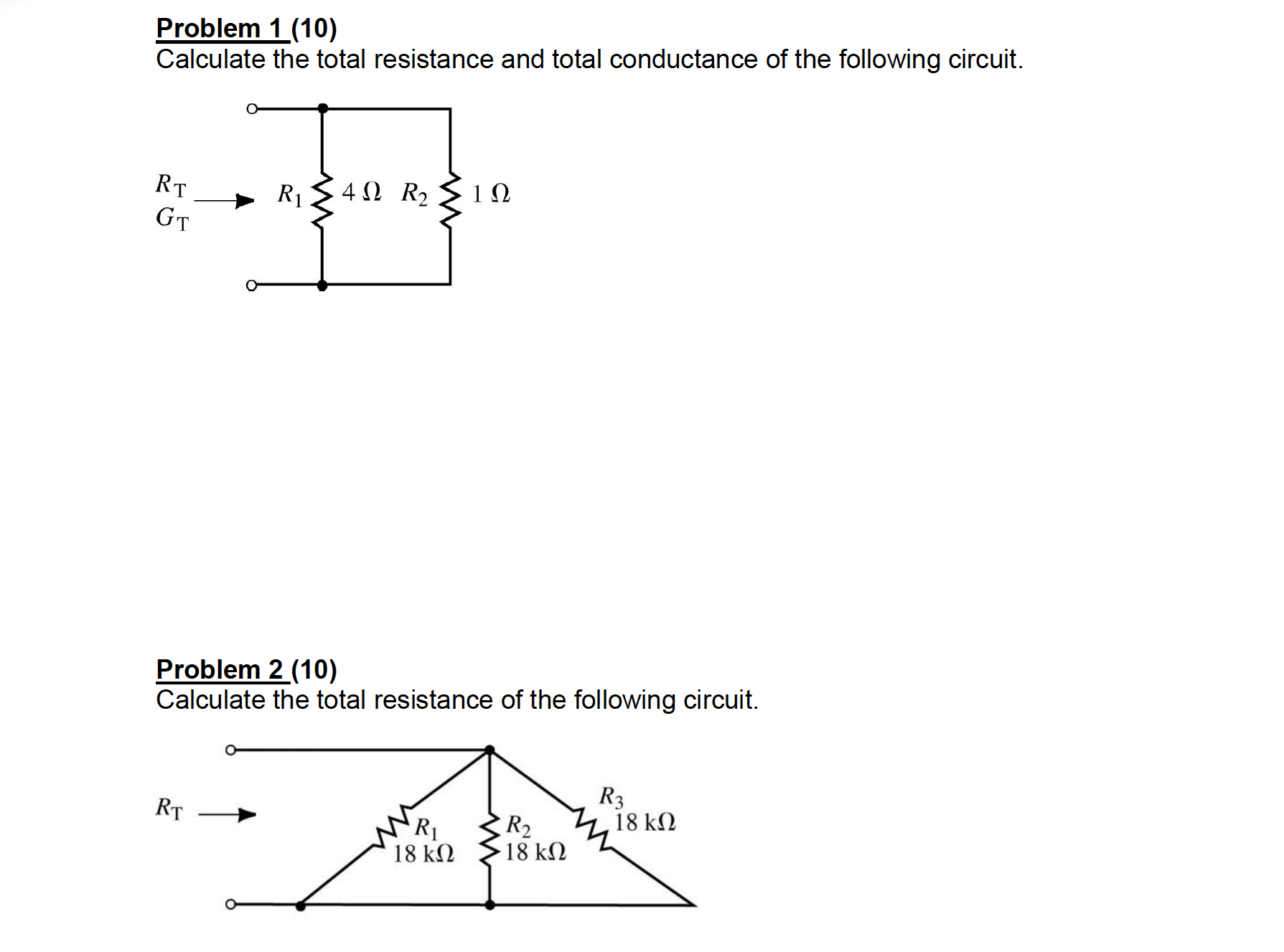 Solved Problem 1(10) Calculate the total resistance and | Chegg.com