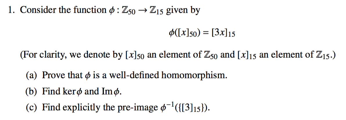Solved 1. Consider the function 0 : 250 → Z15 given by | Chegg.com