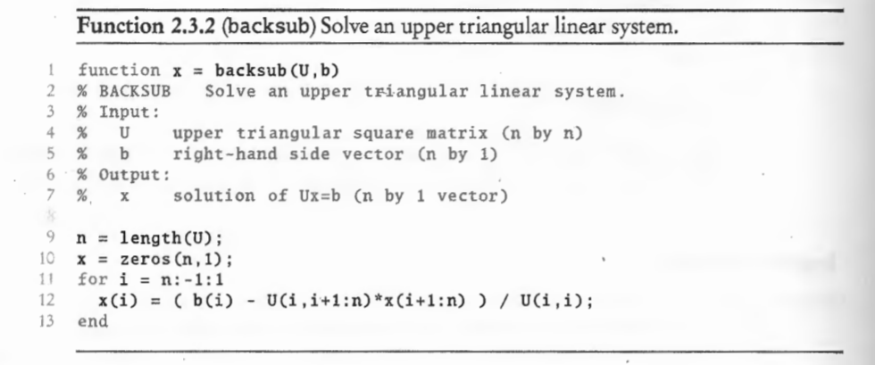 Solved Function 2.3.2 (backsub) Solve an upper triangular | Chegg.com