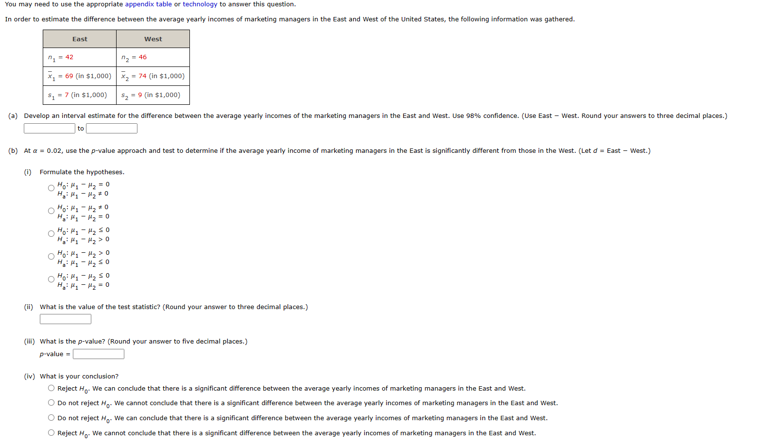 Solved to (i) Formulate the hypotheses. | Chegg.com