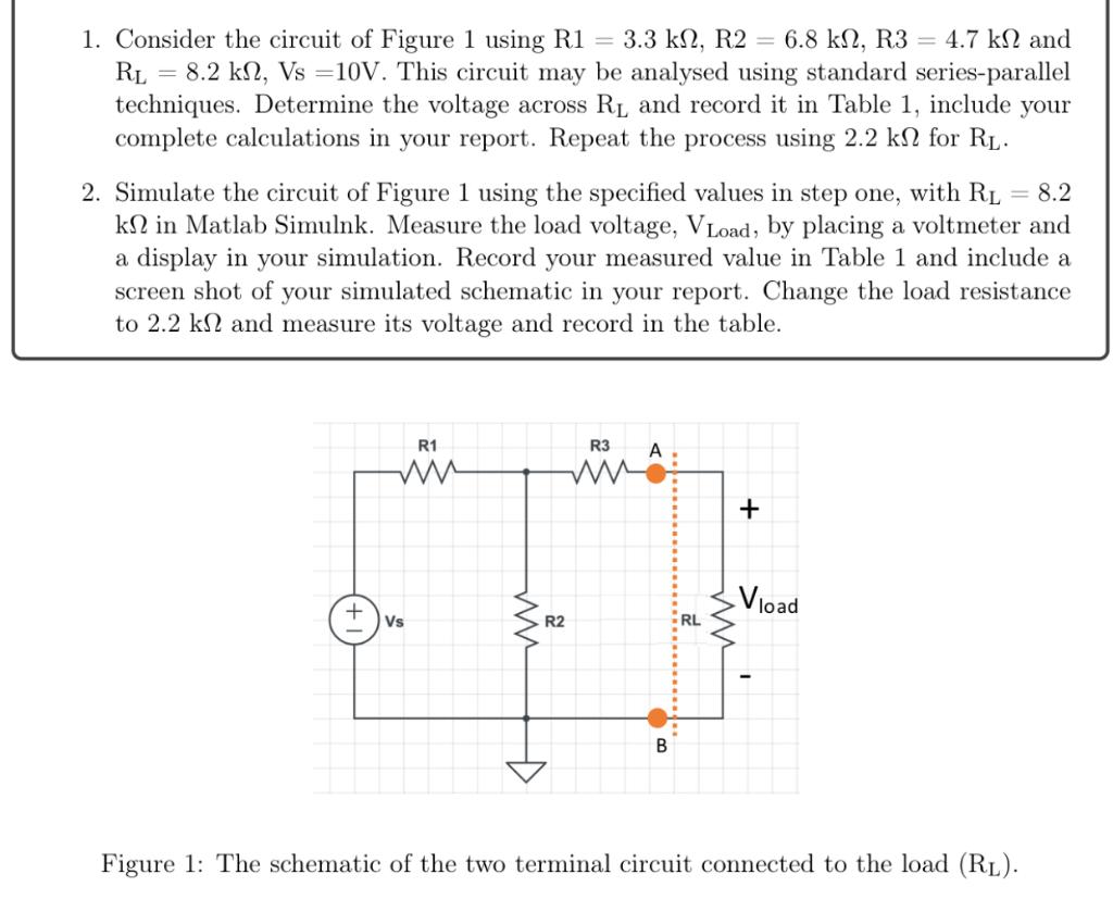 Solved 1. Consider the circuit of Figure 1 using R1 = 3.3 | Chegg.com