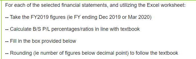 Solved For each of the selected financial statements, and | Chegg.com