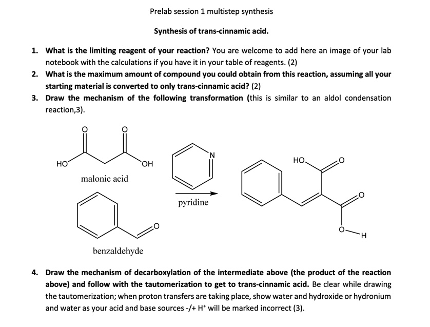 Solved Prelab session 1 multistep synthesis Synthesis of | Chegg.com