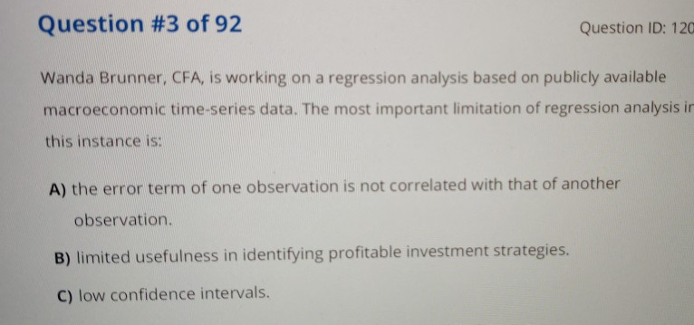 Solved Question #3 of 92 Question ID: 120 Wanda Brunner, | Chegg.com