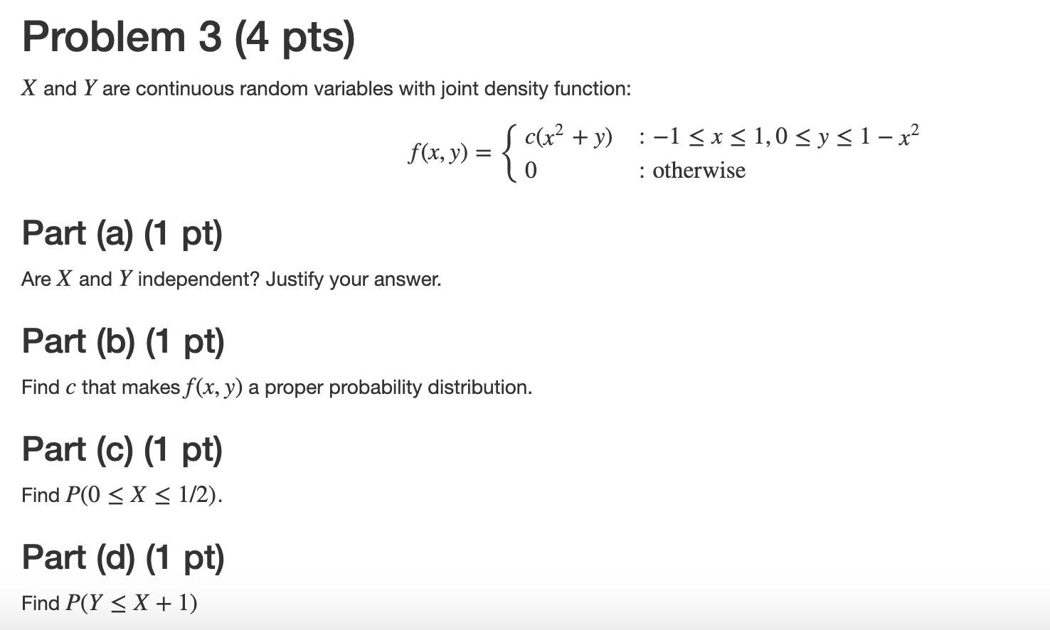 Solved Problem 3 (4 pts) X and Y are continuous random | Chegg.com