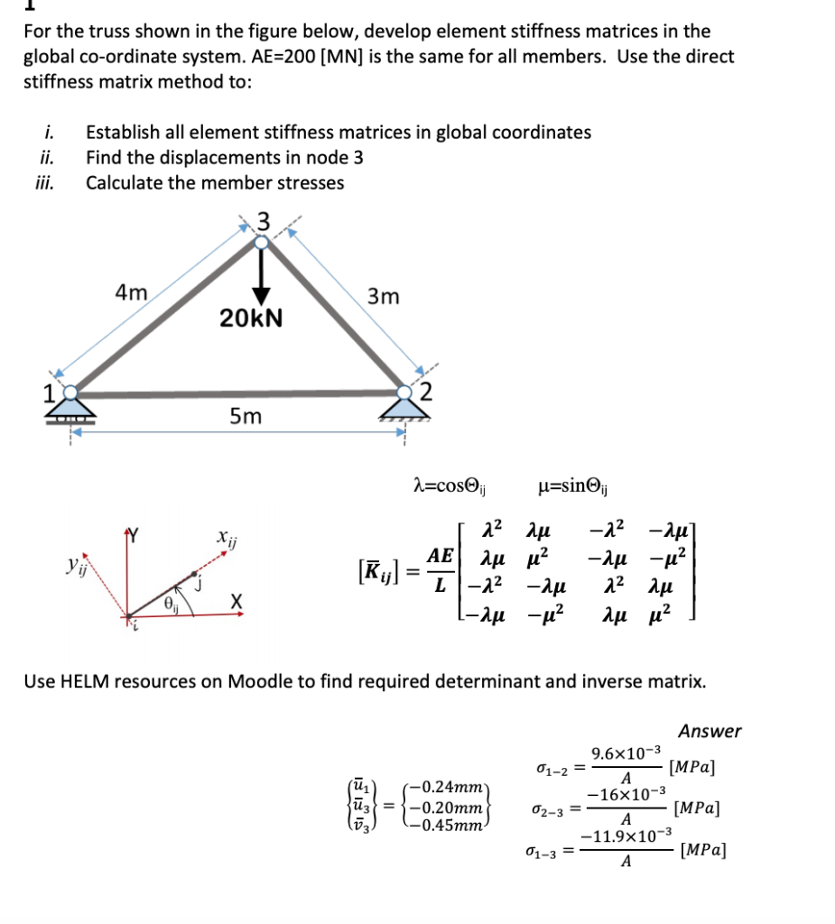 Solved For the truss shown in the figure below, develop | Chegg.com