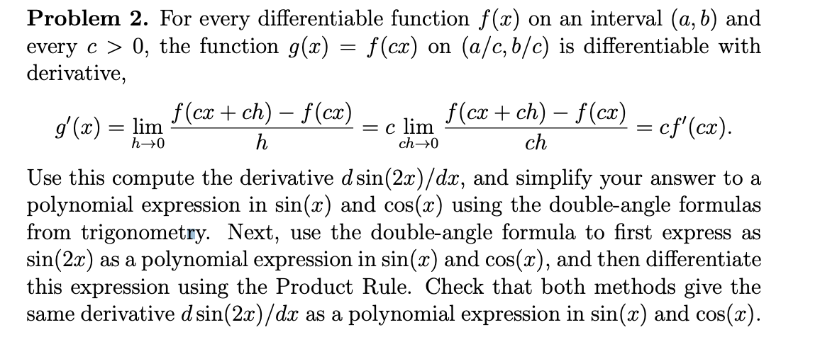 Solved Problem 2. For every differentiable function f(x) on | Chegg.com
