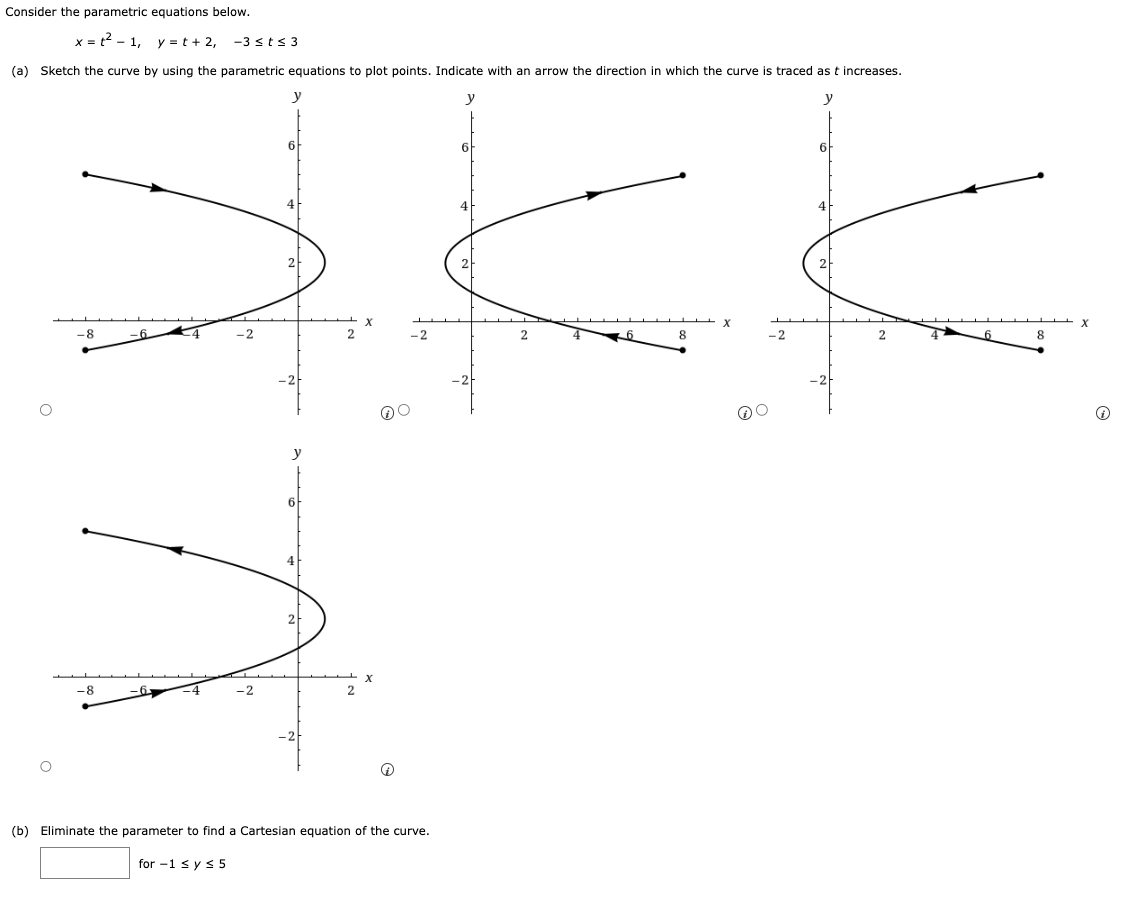 Solved Consider the parametric equations below. | Chegg.com