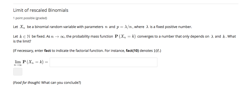 Solved Rescaled Poisson random variables 2 points possible | Chegg.com