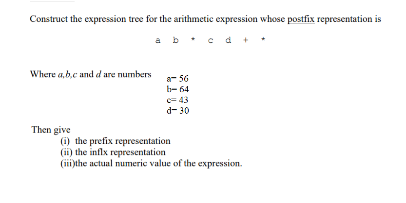 Solved Construct the expression tree for the arithmetic | Chegg.com
