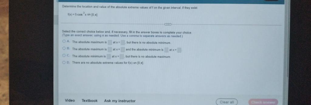 Solved Determine the location and value of the absolute | Chegg.com