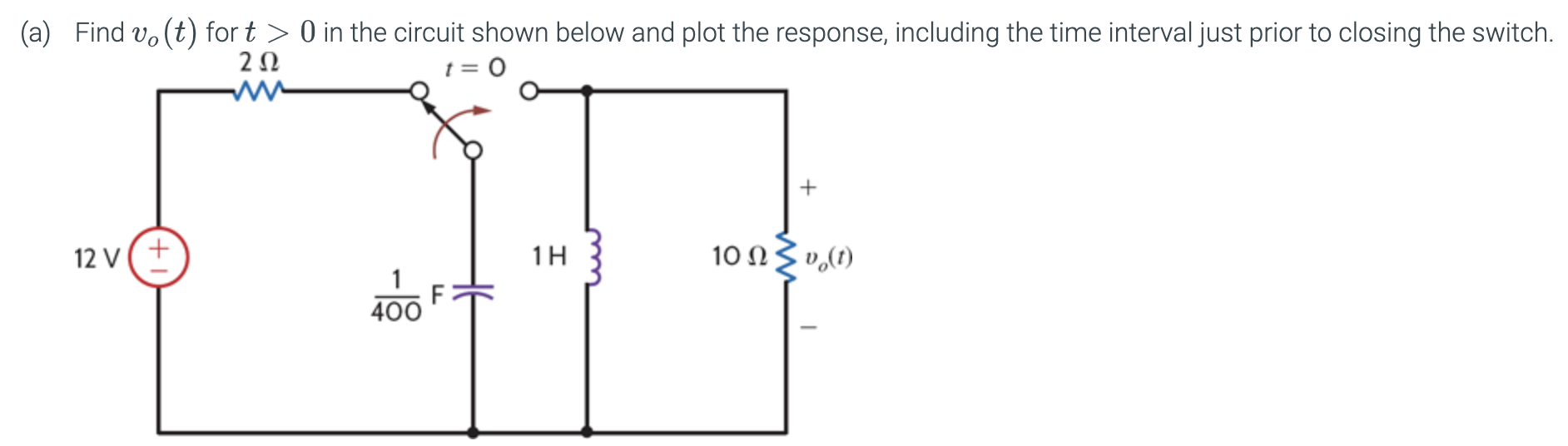 Solved Find Vo(t) for t > 0 in the circuit shown below and | Chegg.com Solved Find Vo(t) for t > 0 in the circuit shown below and | Chegg.com