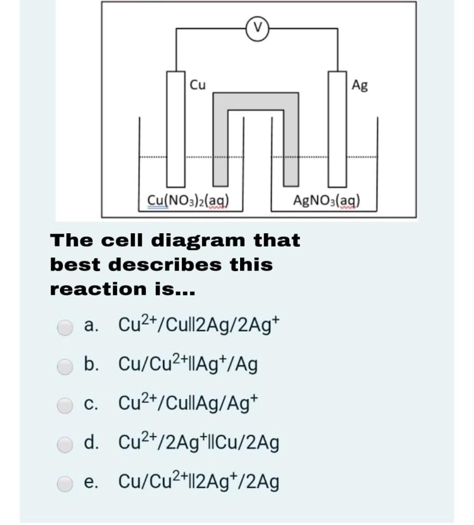 Solved Mg Cu MgSO4 CuSO4 The cell diagram that best | Chegg.com