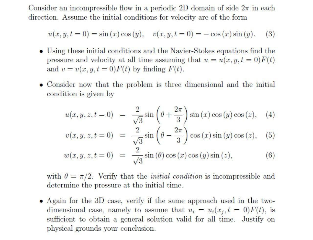 Solved Consider an incompressible flow in a periodic 2D | Chegg.com